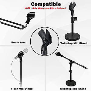 Mictop Universal Microphone Clip Holder, Comes with 5/8" Male to 3/8" Female Screw Adapter Suitable for Handheld Microphones, 2-Pack