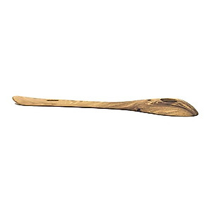 AramediA Wooden Cooking Utensil Olive Wood Risotto Spoon, Stir Spoon with Hole - Handmade and Hand Carved By Bethlehem Artisans near the birthplace of Jesus (12.5" x 2.5" x 0.3")