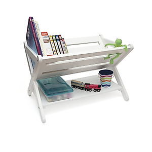 Lipper International Kids' Book Caddy with Shelf, White