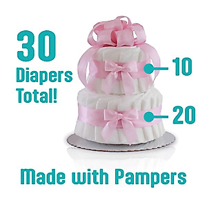 Classic Pastel Baby Shower Diaper Cake (2 Tier, Pink)