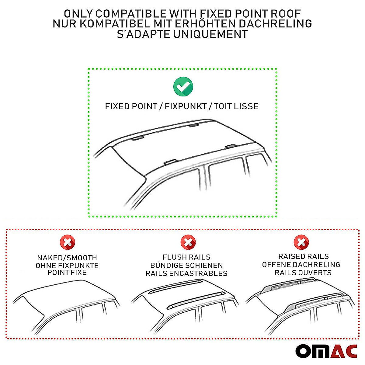 OMAC Roof Rack Cross Bars Carrier Aluminium for Ford Transit Connect 2010-2013 Black 2 Pcs Anti-Theft for Travel Kayak Canoe Surf Ski Snowboard Camping