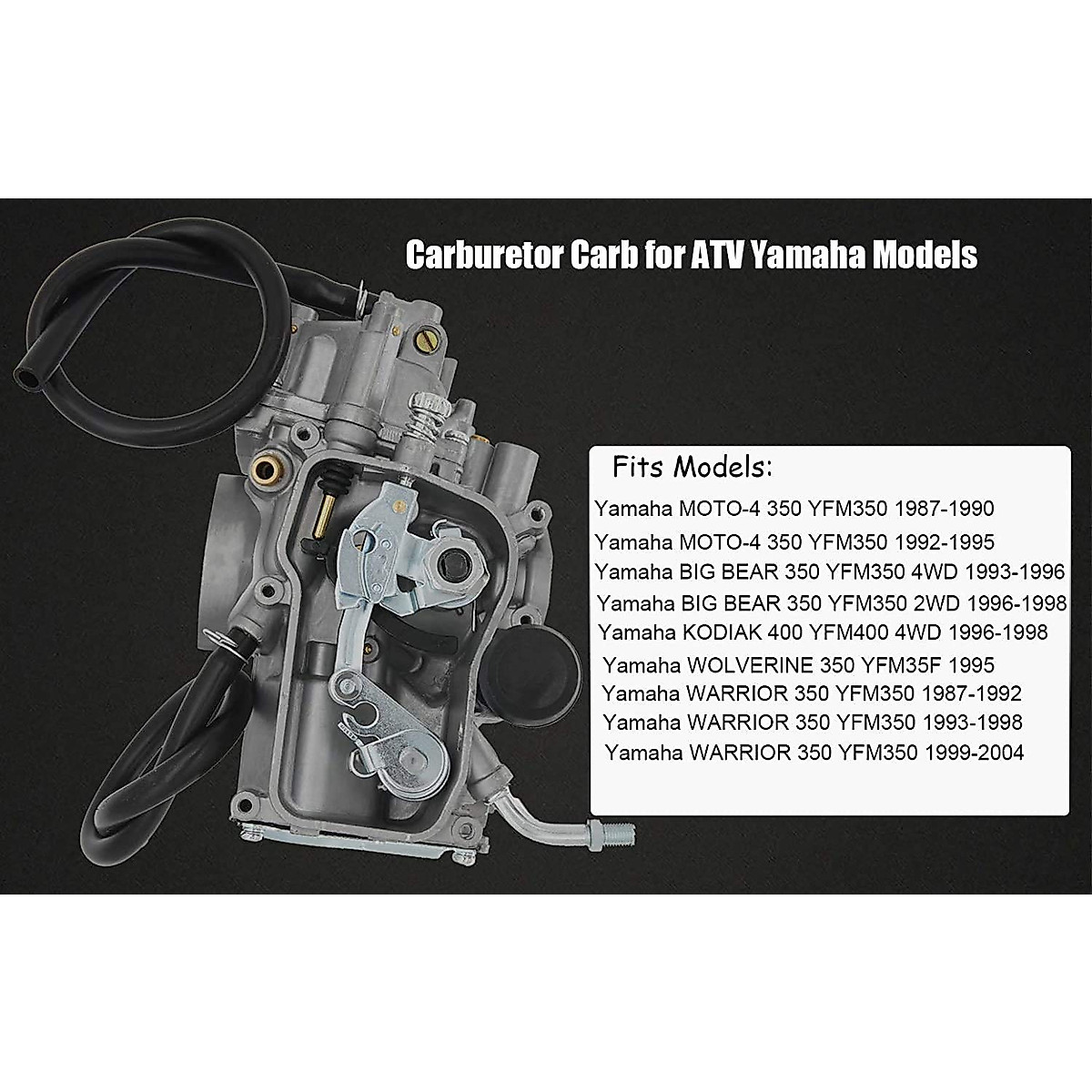 YFM350 Carburetor for Yamaha 1987-1990 & 1992-1995 Moto-4 350 YFM350/1987-2004 Warrior 350 YFM350/1987-1998 Big Bear 350 YFM350/1996-1998 Kodiak 400 YFM400/1995 Wolverine 350 YFM35F +Intake Manifold
