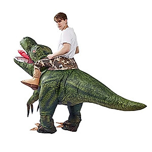 Spooktacular Creations T-Rex Inflatable Costume for Adults, Funny Air Blow Up Costumes, Digital Printing Ride-On Dinosaur Costumes for Halloween Costume Parties