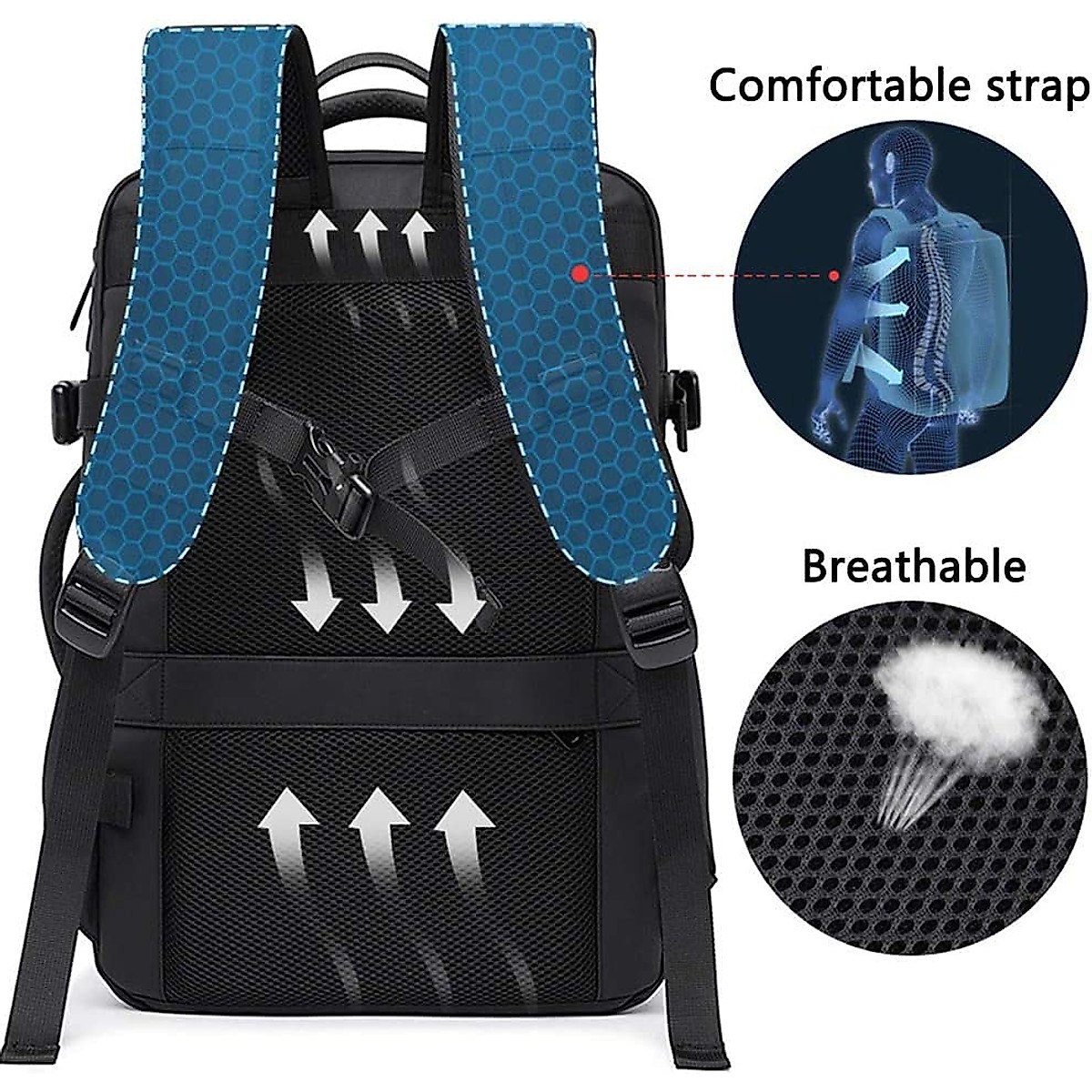 Petfu Travel Backpack 40L Carry on Backpack Flight Approved, Expandable Luggage Bags 17 Inch Laptop Backpack Anti-Theft Computer Backpack Weekender Bag Overnight Large Daypack