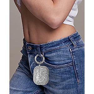 4in1 Bling AirPod Pro Case Diamonds Cover Set Kit, Luxurious Rhinestone PC for AirPods Pro Case Accessories for Women Girl w/Cute Fur Ball Pompom Keychain/Crystal Bracelet/Lobster Clasp Keychain