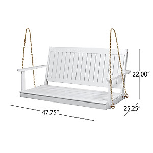 Christopher Knight Home Phoebe Outdoor Acacia Wood Porch Swing, White