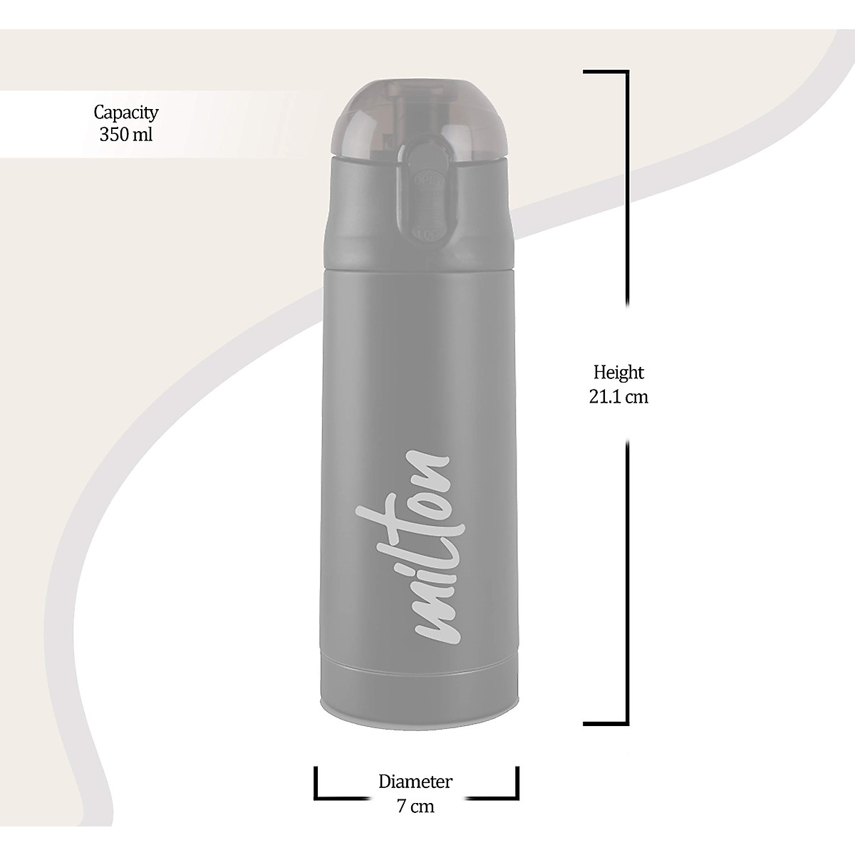 MILTON New Crown 400 Thermosteel 24 Hours Hot and Cold Water Bottle, 350 ml, Red | Easy to Carry | Office, Hiking, Trekking, Travel, Gym, Home, Kitchen Bottle