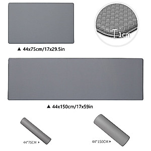 Kitchen Mat Runner Rug - 2 PCS, PU Waterproof Cushioned Anti-Fatigue Kitchen Carpet, Heavy Duty Oil-proof PVC Ergonomic Comfort Foam Rug (Color : Gray, Size : 17.3x29.5"+17.3x59")