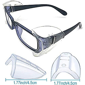 KMDJG 2 Pairs Glasses Side Shields,Slip on Clear Side Shields, Fits Medium to Large Eyeglasses