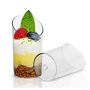 QX 75ml Clear Round Dessert Cups with Spoons Plastic Dessert Cake Snack Bowl Disposable Ice Cream Dessert Bowls Dessert Cups Tasting Sample Cup Serving Salad Bowl Party Favor Cups,Pack of 24