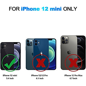 Nvollnoe for iPhone 12 Mini Case with Card Holder Heavy Duty Protective Dual Layer Shockproof Hidden Card Slot Slim Wallet Case for iPhone 12 Mini for Men&Women(Green)