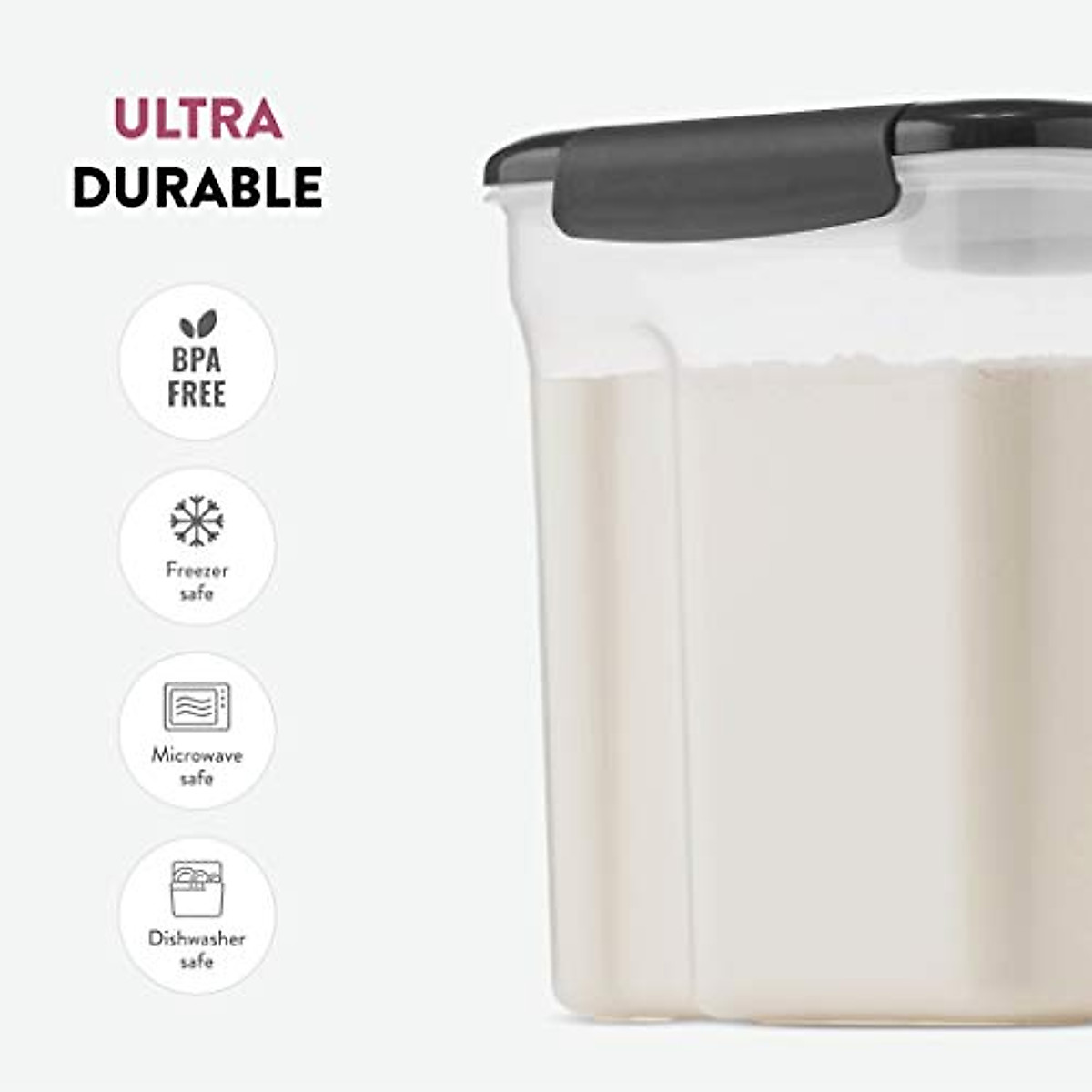 Airtight Food-Storage Containers With Lids BPA-Free Plastic Kitchen Pantry Storage Containers - Dry-Food-Storage Containers Set For Flour, Cereal, Sugar, Coffee, Rice, Nuts, Snacks Etc. (Gray)