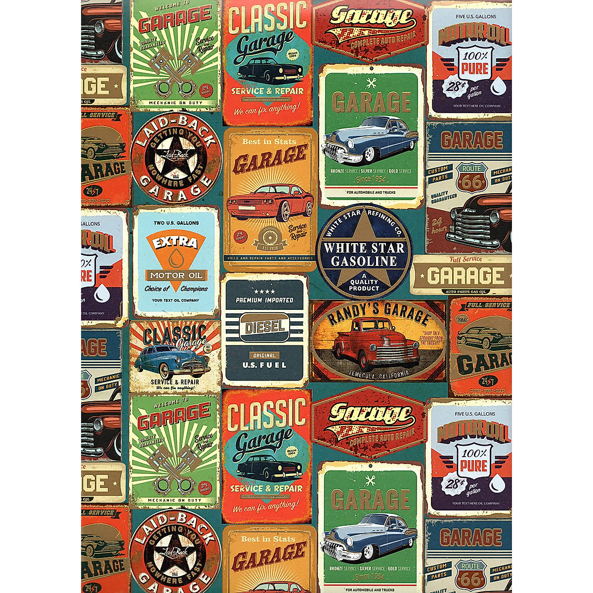 arkamii premium wrapping paper set of 4 sheets size 34 x 25 inch garage cars man (18-9226)