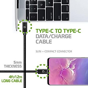 Dual USB-C/PD 60W Fast Charging Cord Compatible with ZTE Blade V20 Plus 5Gbps Data Transfer for Power Delivery Hi Capacity Charging (White)