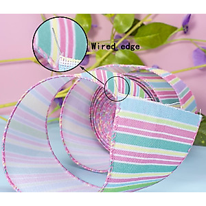 ATRBB Easter Wired Ribbon,2 1/2 Inch by 10 Yards Easter Egg Bunny Carrots Ribbon for Gift Wrapping,Wreath and Party Decoration