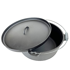 Cuisiland Seasoned 12 Quart DIA 14IN Cast Iron Dutch Oven lip lid