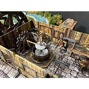 Battle Systems BAT-BSTFWE015 Fantasy Water Mill - Modular Multi Level Tabletop Wargames Terrain - Wargaming Scenery for 28mm to 35mm Miniatures