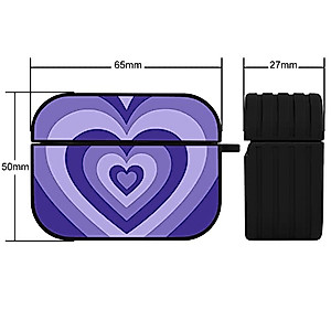 OOK Case Compatible with Airpods Pro Magnetic Closure Full Body Protective Hard Plastic Airpods Pro Case Purple Heart Design Wireless Charging Black Cover with Ring Key-Chain