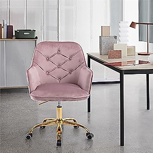 Velvet Swivel Shell Chair for Living Room,Office Chair, Modern Leisure Arm Chair Pink