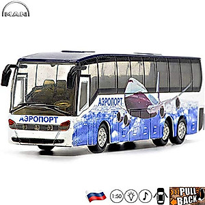 1:50 Scale Diecast Metal Model Bus Man Lion's Coach Russian Airflot - Collectible Die-cast Toy Cars
