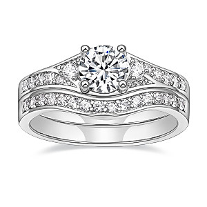 Mameloly 0.8ct Wedding Rings for Women Round Bridal Ring Sets Cubic Zirconia Engagement Promise Rings for Her Size 7