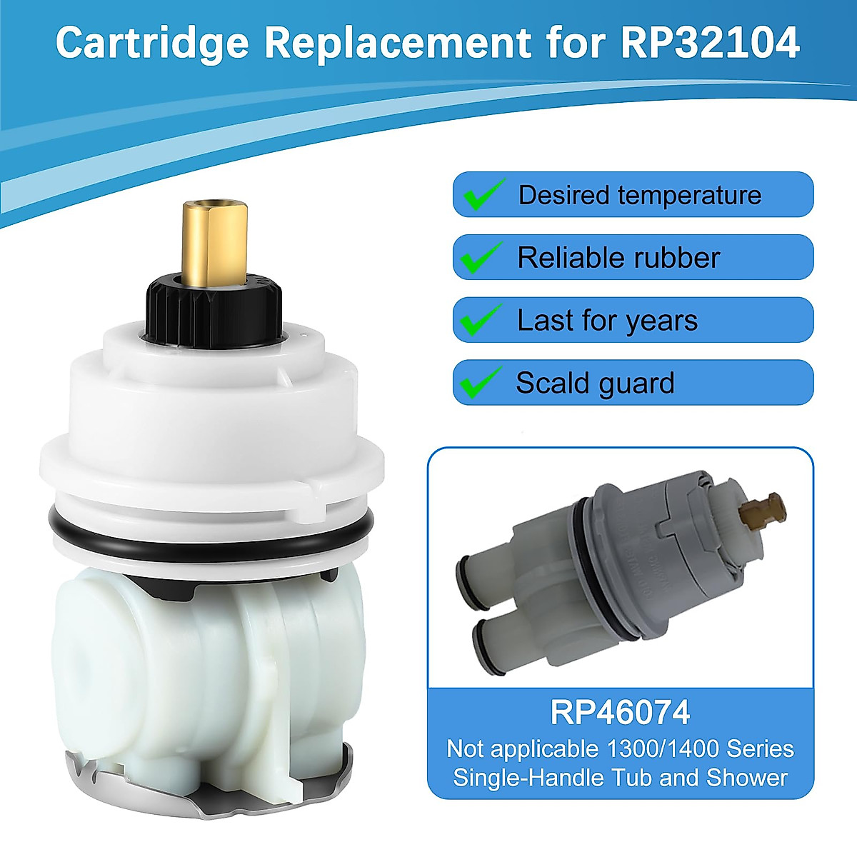 RP32104 Shower Cartridge Replacement,Compatible with Delta Monitor 1700 Series (1998-2005) Showers, RP32104 Cartridge Assembly for Tub/Shower Faucet Valve