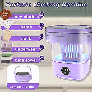 Mini Washing Machine, Portable Washer Machine and Dryer Foldable, 11L Large Capacity, Small Washer Machine, Smart Laundry Machine for Baby Clothes, Underwear, Camping, RV, Travel, Purple