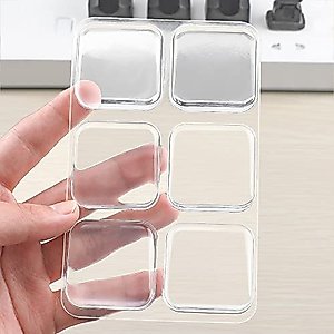 6 PCS Door Stopper Wall Protector, Transparent Square Door Knob Wall Shield, Soft Rubber Door Handle Bumper with Strong Self Adhesive, Thickened Door Bumpers for Walls (4 CM/Square, Clear)