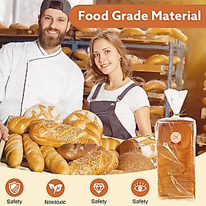 65 Pcs Bread Bags for Homemade Bread, 8"x 18" Clear Plastic Bread Bags with 100 Ties 75 Stickers Reusable Bread Storage for Home Bakery Christmas Gift Wrap