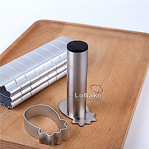 LoBake Pineapple shape Aluminium Press Cookie Cutter with Handle Stamp Metal Biscuit Mold Fondant Presser for Baking Set