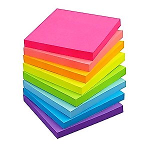 (8 Pads) Sticky Notes 3x3 Self-Stick Notes 8 Bright Multi Colors Purple Sticky Notes 80 Sheet/Pad