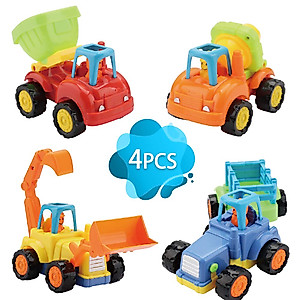 ZMZS Push and Go Cars for Kids, Friction Powered Toy Sand Play Tractor Truck Toy Baby Early Education Sets of 4,Gift for Children Boys Girls for 3+ Year Olds