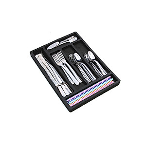 Polar Whale 2 Flatware Silverware Drawer Organizers Cutlery Forks Knives Spoons Non-Slip Waterproof Compact Tray Insert 11 x 15 x 1 Inch 6 Slot Great for Home Kitchen RVs Campers