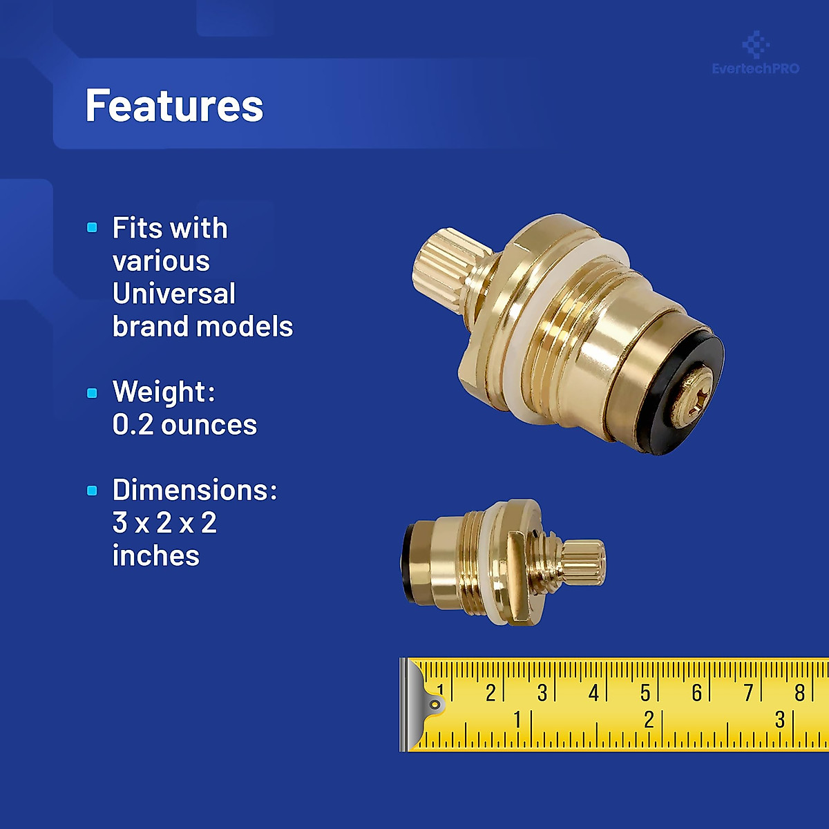 EvertechPRO Replacement Gerber Faucet Cartridge, 1-5/8", Hot/Cold, Lead Free, Part No. 98-688, 98-689