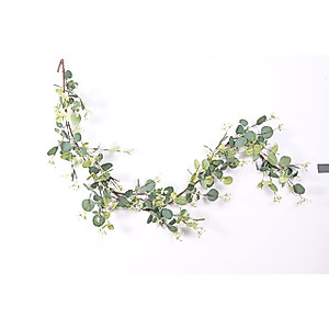 60 Inch Spring Artificial Eucalyptus Garland Hanging Greenery Silver Dollars Foliage Vine Vines for Home Garden Outdoor Wedding Backdrop Arch Wall Decor