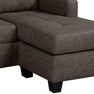 Homelegance Phelps 78" x 58" Fabric Reversible Chaise Sofa, Grayish Brown