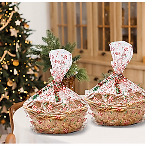 Gift Boutique Plastic Jumbo Christmas Cellophane Basket Bags with Twist Ties Pack of 24 Christmas Cookie Tray Cello Bags for Holiday Goody Party Favor Gift Wrapping Bags 24" x 30"
