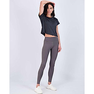 Real Essentials 5 Pack: Womens Crop Top High Waist Quick Dry Fit Active Wear Yoga Workout Athletic Running Gym Exercise Ladies Short Sleeve Crew Neck Moisture Wicking Tees T-Shirt Summer - Set 5, S