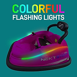 Jovial Electric Bumper Car for Kids - 12V Rechargeable Battery Powered Ride On Vehicle for Toddlers w/ 2 Driving Modes, Safety Belt, Remote Control, LED Lights, 360 Degree Spin, Dual Joystick