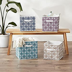 DII Non Woven Polyester, Scroll Storage Bin, Small, Nautical Blue