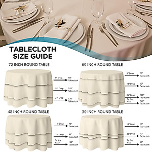 10-Pack 120-Inch Round Ivory Polyester Tablecloths – Machine Washable, Durable, Wrinkle-Resistant Linens for 8-Foot Tables – Ideal for Weddings, Banquets, Restaurants, Parties