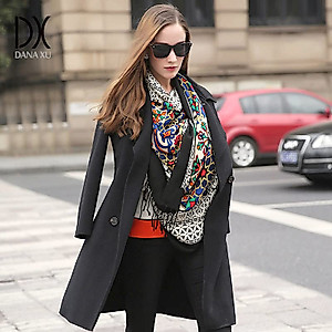 DANA XU 100% Pure Merino Wool Poncho Winter Large Scarf Pashmina Shawl Bandana Neck Wrap For Women