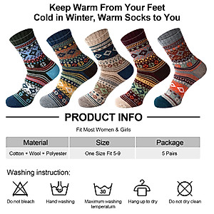 Womens Socks Winter Wool Socks Cozy Knit Warm Winter Socks for mountain climbing, Skiing and Christmas Gifts