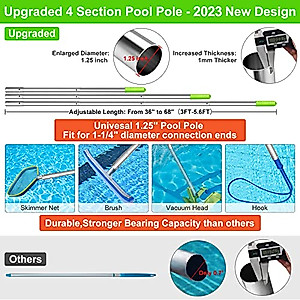 PooLuck 2023 Newest 68" Portable Pool Vacuum Jet Underwater Cleaner W/Brush Bag, 4 Section 1.25" Pole of Hand Held Portable Vacuum Pool Cleaner (No Garden Hose) Pool Spa Jet Vac for Above Ground Pool
