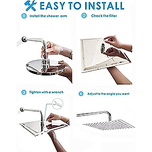 Rain Shower Head 12 inch, 304 Stainless Steel Large High Pressure Square Rainfall Showerhead for Bathroom, Easy to Install, Awesome Shower Experience