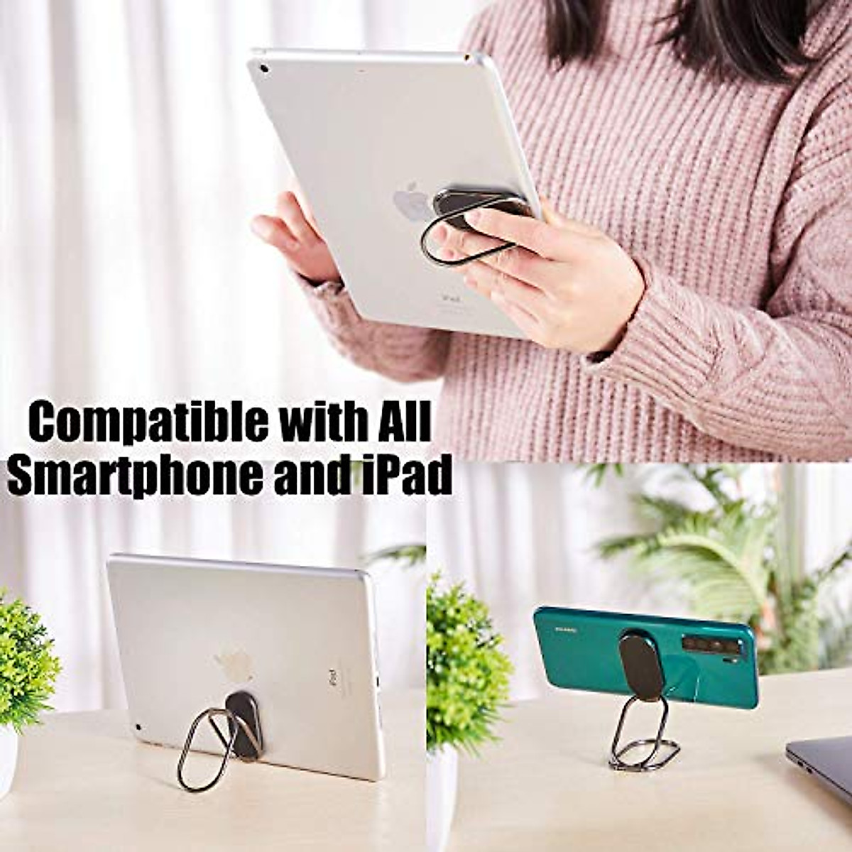 Rimyam Phone Ring Holder Finger Kickstand Foldable Cellphone Stand 360° Degree Rotation Metal Ring Grip Holder for Magnetic Car Mount Compatible with iPhone Samsung All Smartphone