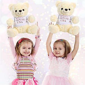 Jexine 2 Pieces Flower Girl Gifts Wedding 10 Inch Flower Girl Bear Stuffed Animal Will You Be My Flower Girl Proposal Gifts from Bride Groom with Clothing for Wedding Proposal Anniversary Party