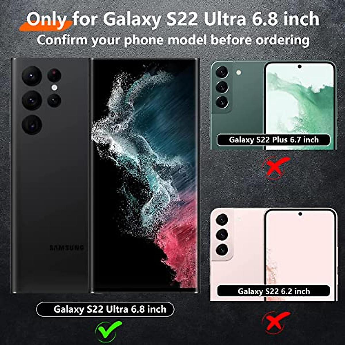 Temdan [Heavy Shockproof for Samsung Galaxy S22 Ultra Case,with 2 Pack [Soft Screen Protector + Camera Lens Protector] [12 FT Military Grade Drop Protection] Tough Rugged Full-Body Protection