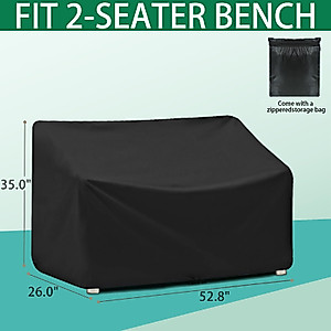Outdoor Bench Cover, Waterproof Outdoor Sofa Cover 210D Heavy Duty Patio Bench Furniture Covers with Air Vents, All Weather Resistant Bench Cover for Patio Furniture, 52.8"L x 26"W x 35"H-2-seater