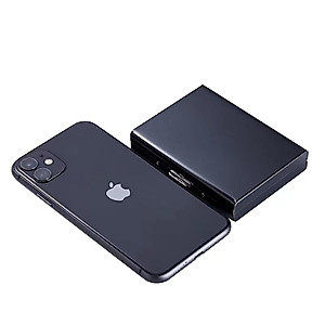 YHan RFID BlockingStainless Steel Credit Card Holder, Men Women Metal Slim Wallet For Driver's License, ID Cards, Credit Cards, Or Business Cards.(10 cards) (Black 10 grid)